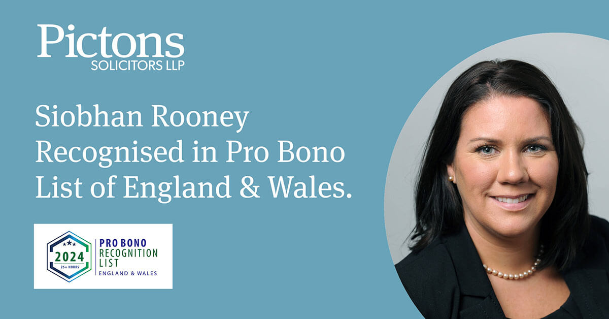 Siobhan Rooney in Pro Bono List of England & Wales | Pictons